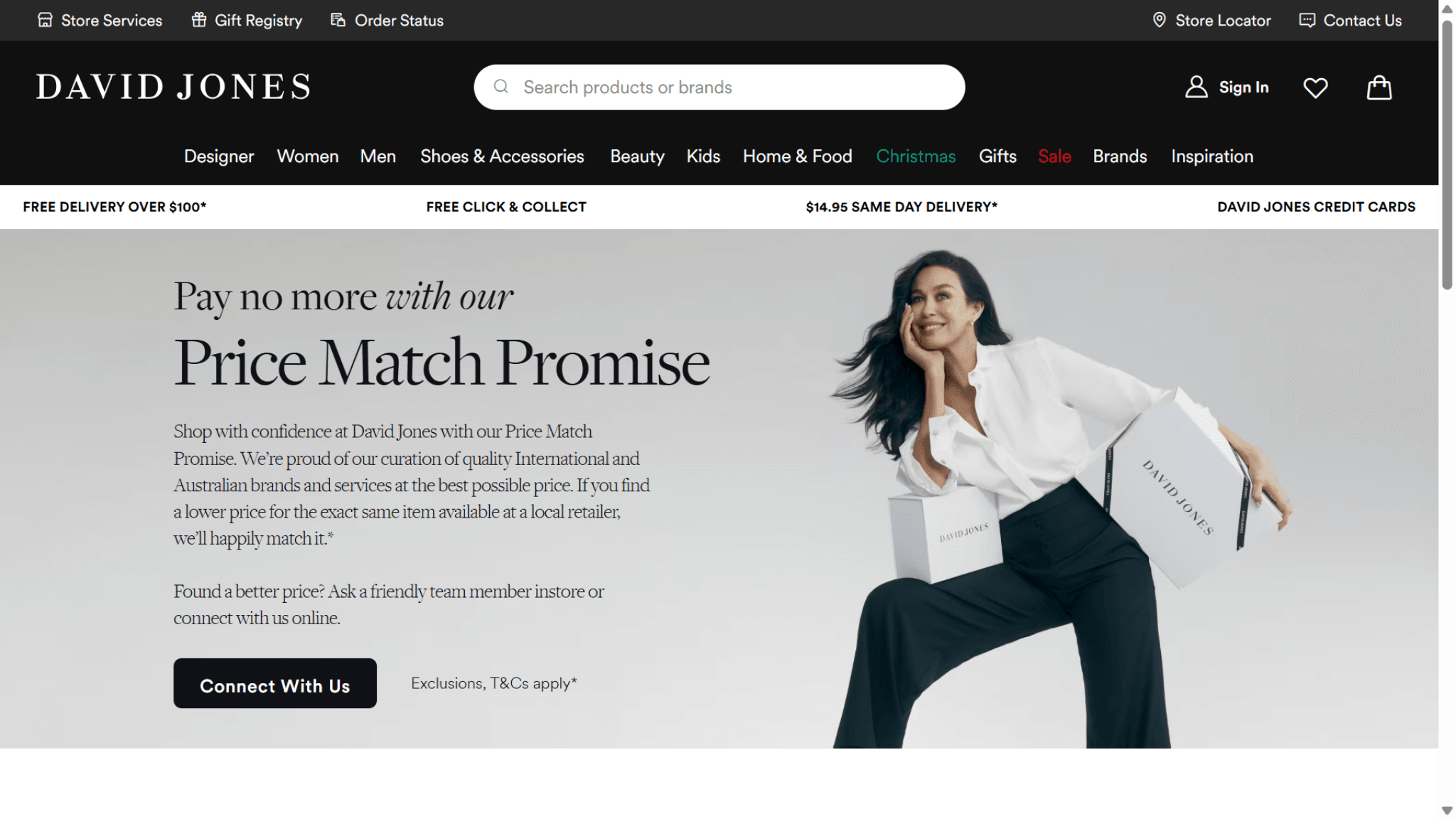 Does David Jones Price Match instore and online?